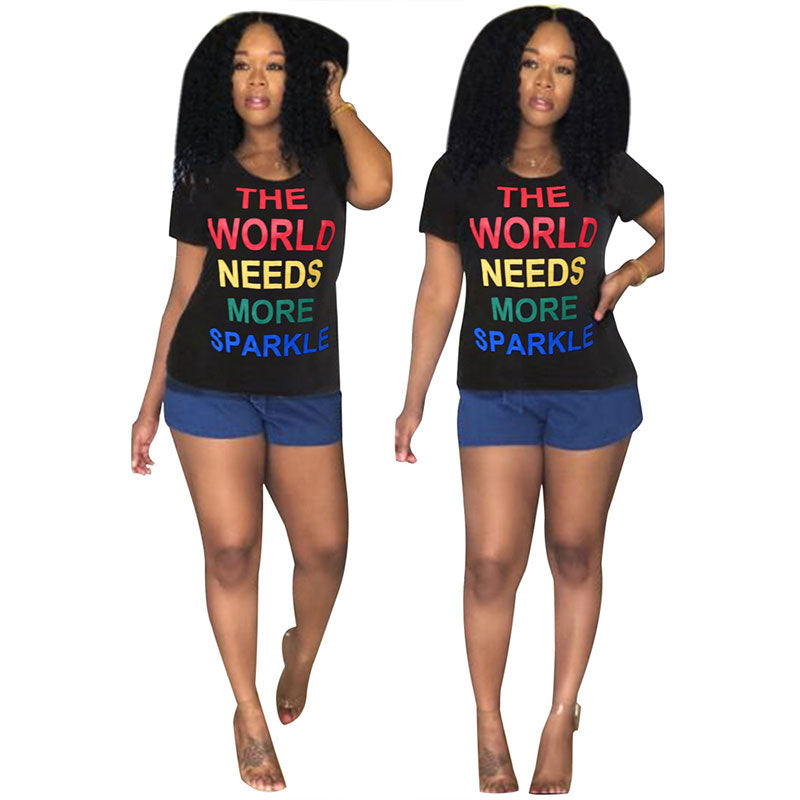 Print Letter T-shirt #Print #Letter – SEXY AFFORDABLE CLOTHING