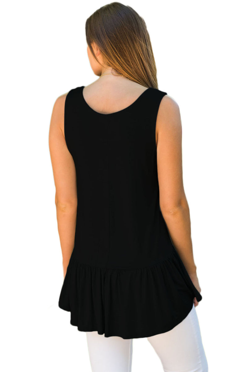 Sexy Cute Pleated Hemline Black Tank Top – SEXY AFFORDABLE CLOTHING