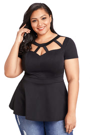 Sexy Black Asymmetric Flounce Plus Size Peplum Top – SEXY AFFORDABLE ...