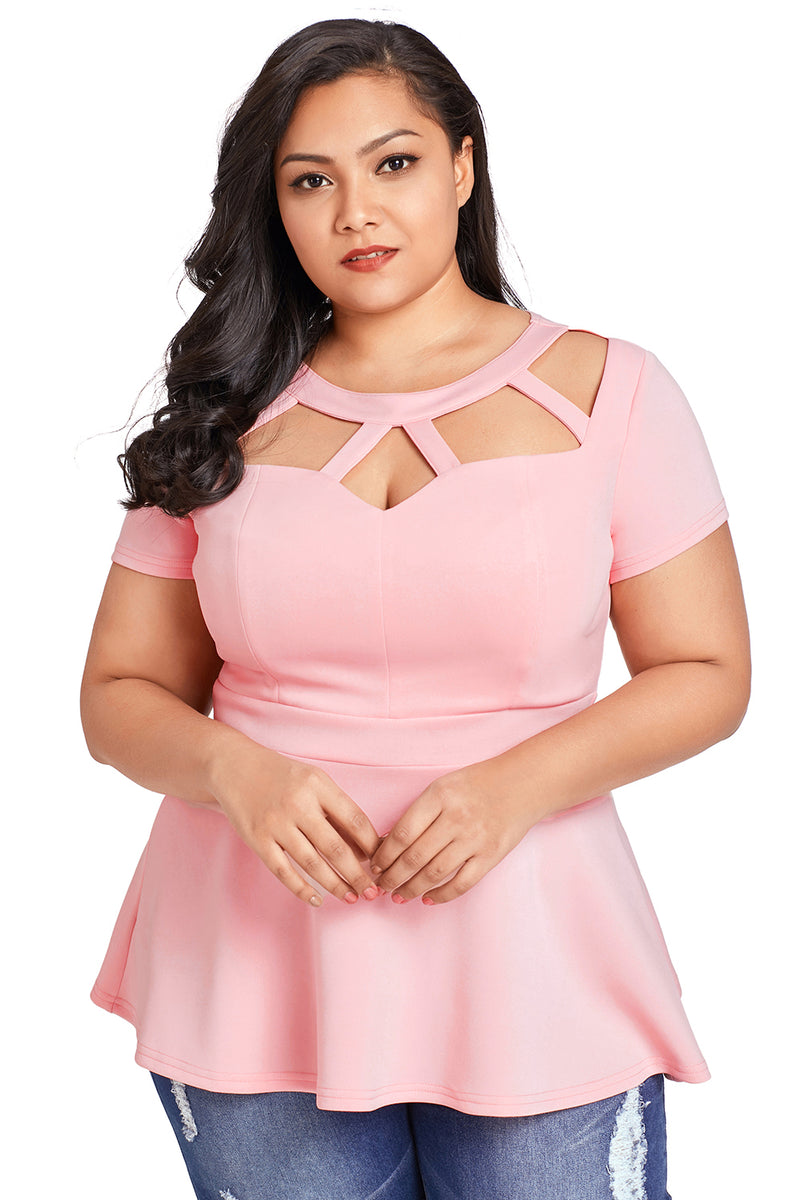 Sexy Pink Plus Size Caged Top – SEXY AFFORDABLE CLOTHING